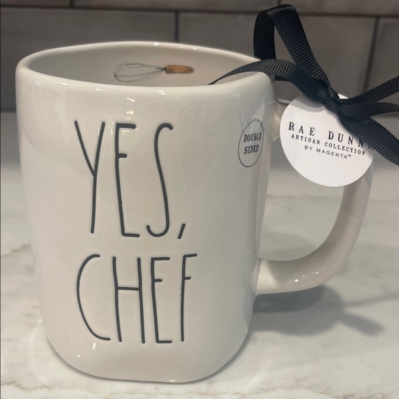 Rae Dunn | Dining | Rae Dunn White Yes Chef Mug With Kitchen Utensil ...